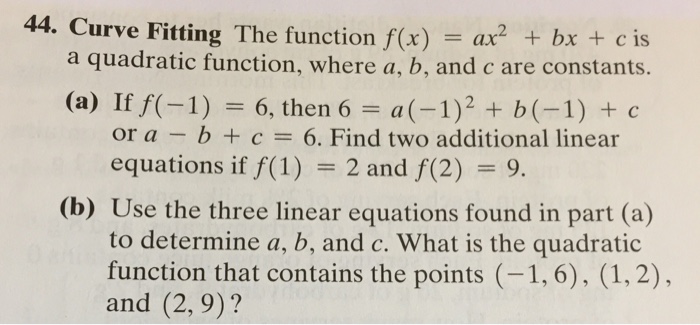 Solved The function f(x) = ax^2 + bx + c is a quadratic | Chegg.com