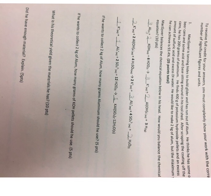 Solved To receive full credit for your answers, you must | Chegg.com