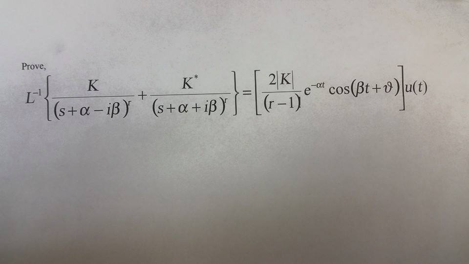 Solved Laplace transform using complex numbers. need to see | Chegg.com