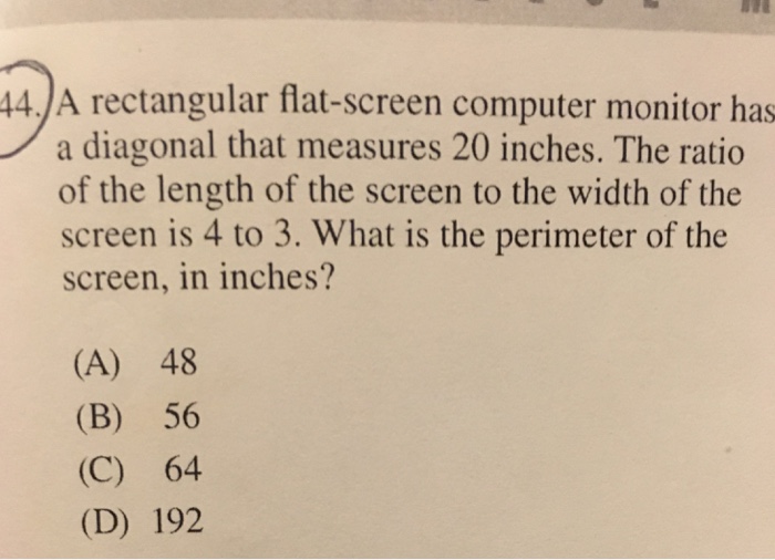Solved A rectangular flat-screen computer monitor has a | Chegg.com