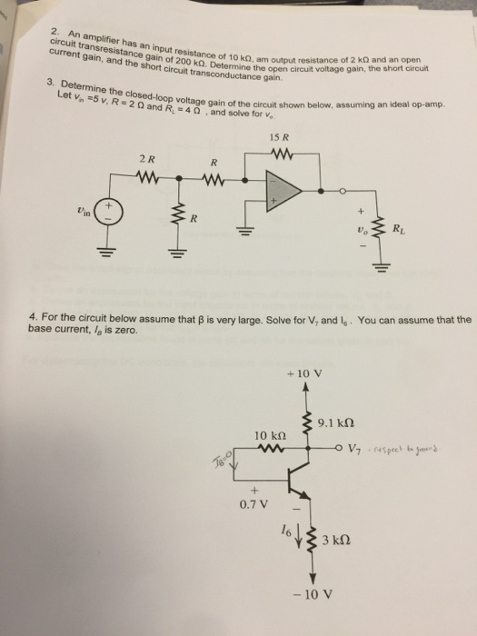 Solved An amplifier has an input resistance of 10 k ohm, am | Chegg.com