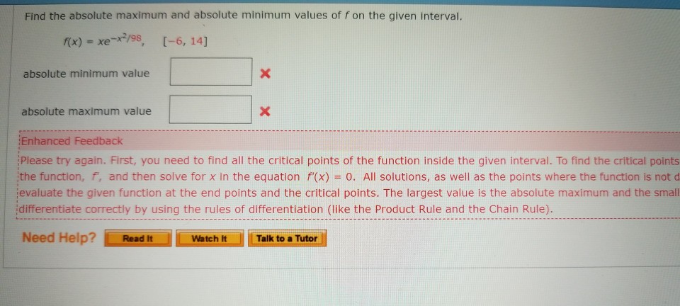 Solved Find the absolute maximum and absolute minimum values | Chegg.com