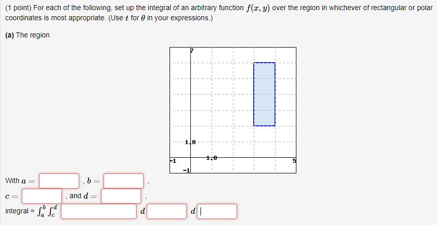 Solved (1 point) For each of the following, set up the | Chegg.com
