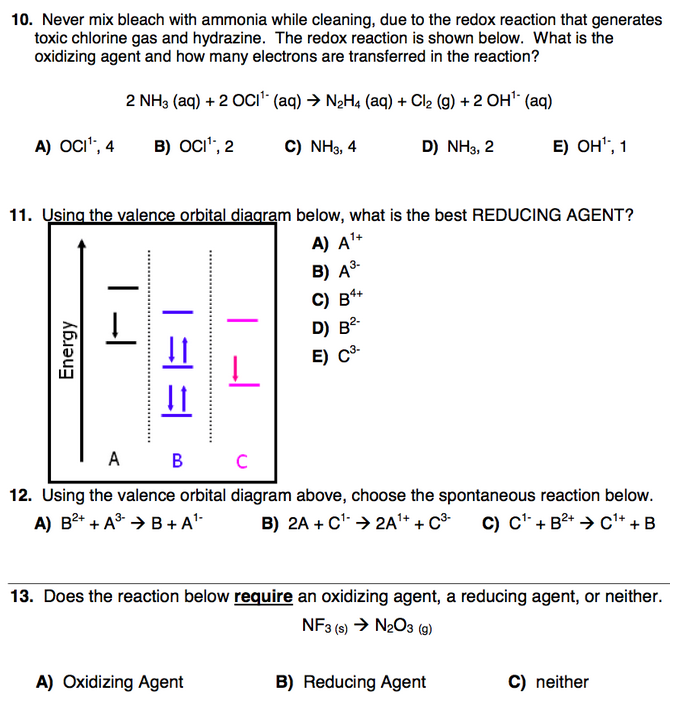 Solved 10. Redox Reactions Please show how you got the | Chegg.com
