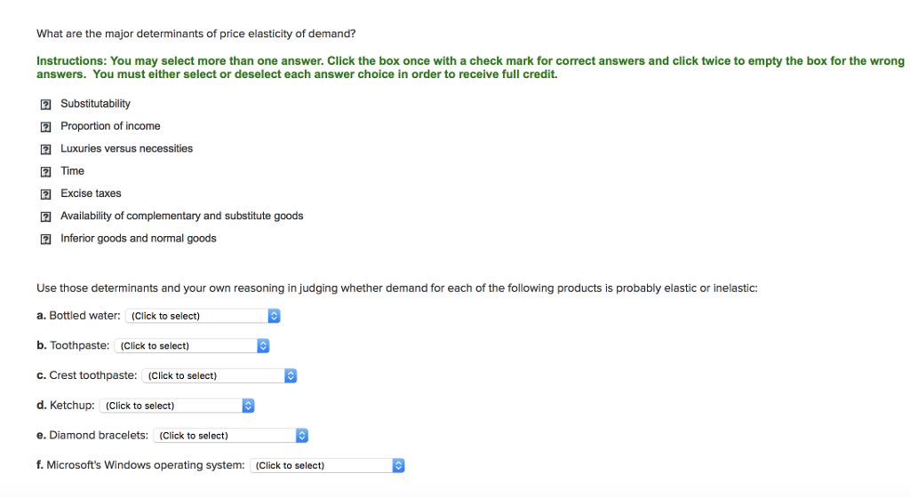 Solved What are the major determinants of price elasticity | Chegg.com