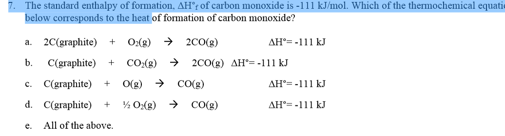 Solved: The Standard Enthalpy Of Formation, DeltaH Degree ... | Chegg.com