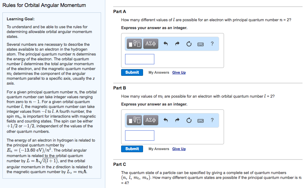Solved Rules for Orbital Angular Momentum Part A Learning | Chegg.com