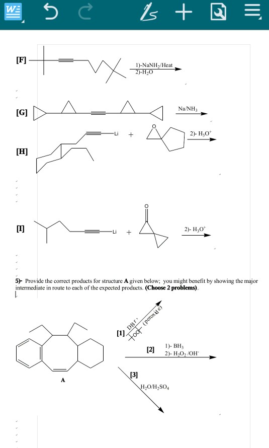 Solved WE I)-NaNH2/Heat Na/NH3 2 H,o [HI Li t 2)- Ho 5 | Chegg.com