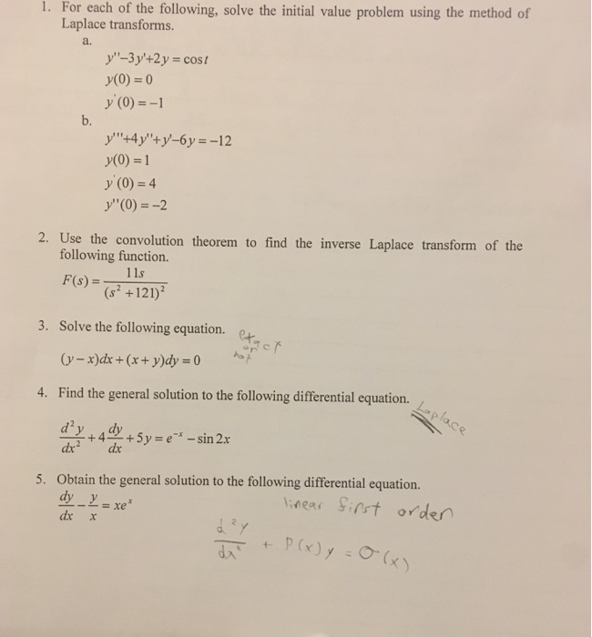 Solved For each of the following, solve the initial value | Chegg.com Solved For each of the following, solve the initial value | Chegg.com