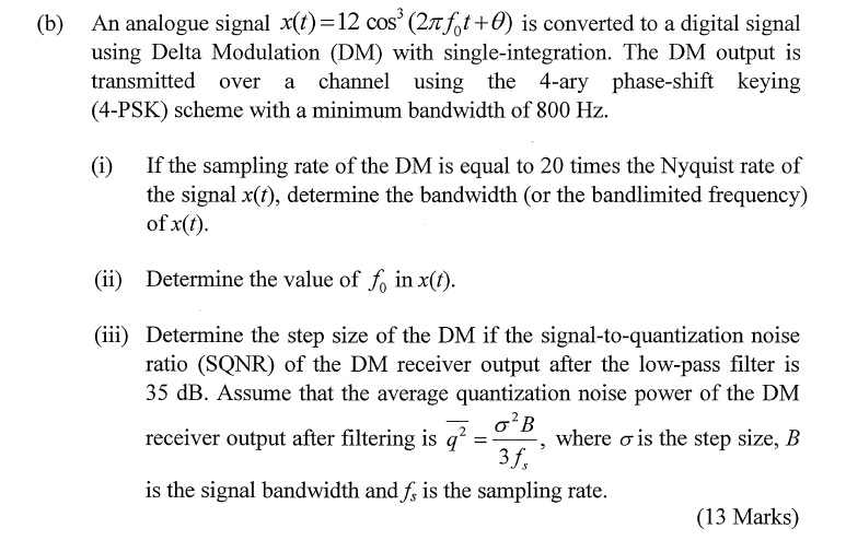 Solved An analogue signal x(t) = 12 cos' (27/01+9) is | Chegg.com