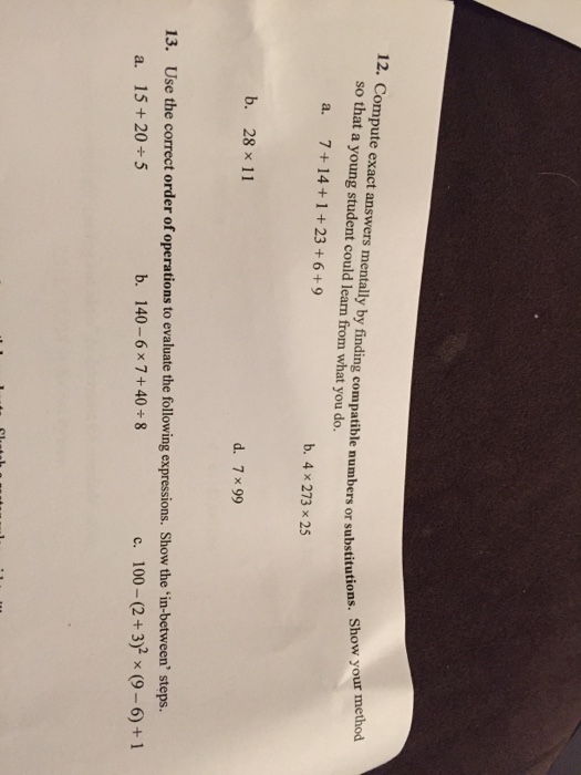 Solved Compute Exact Answers Mentally By Finding Compatible Chegg