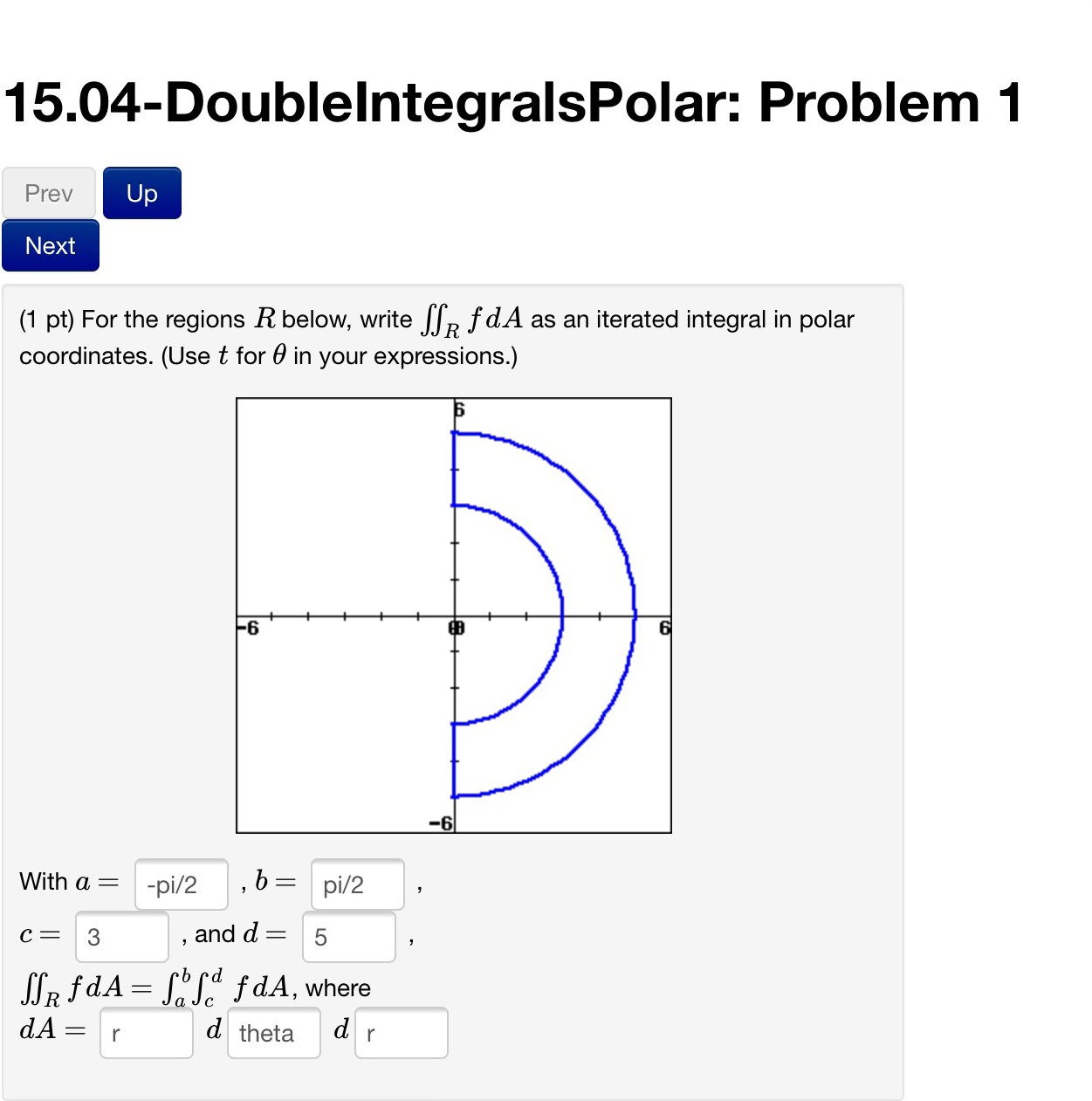 Solved For the regions R below, write integralintegral f dA | Chegg.com
