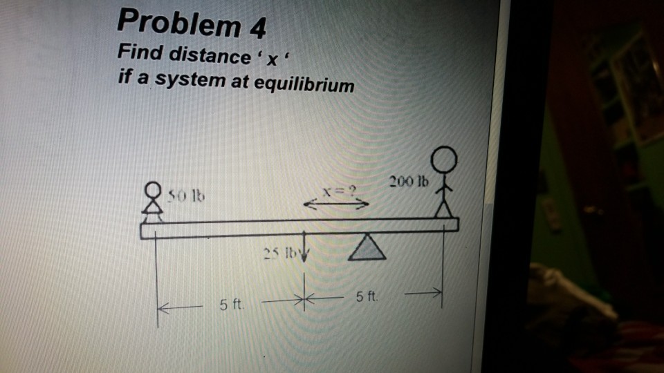 Solved Problem 4 Find distance x if a system at equilibrium | Chegg.com