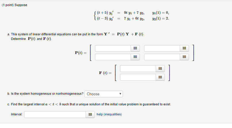 Solved (1 point) Suppose a. This system of linear | Chegg.com