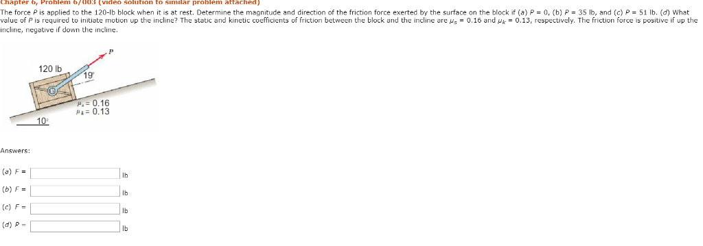 Solved The force P is applied to the 120-lb block when it is | Chegg.com