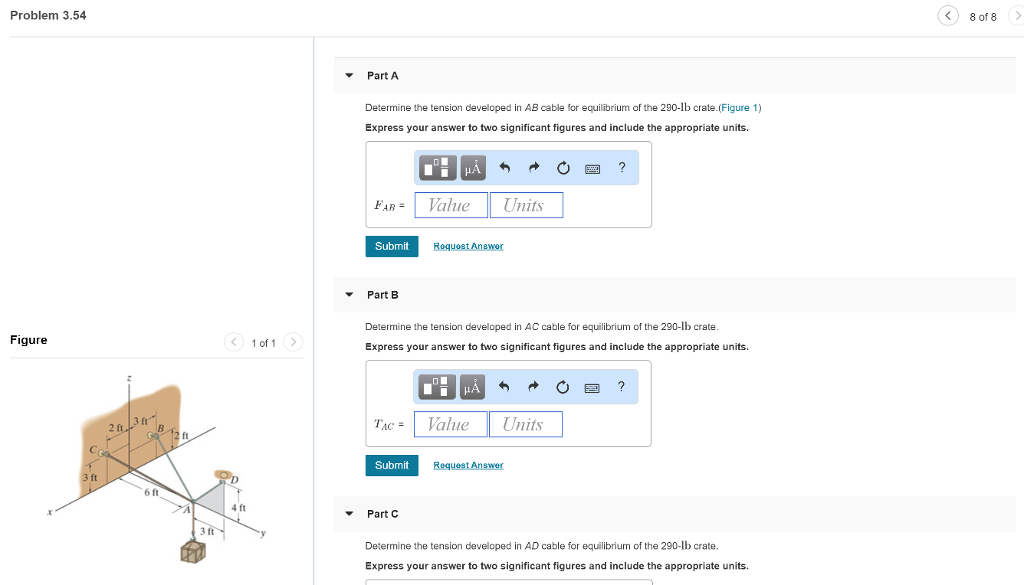Solved Problem 3.54 8 of8 Part A Determine the tension | Chegg.com