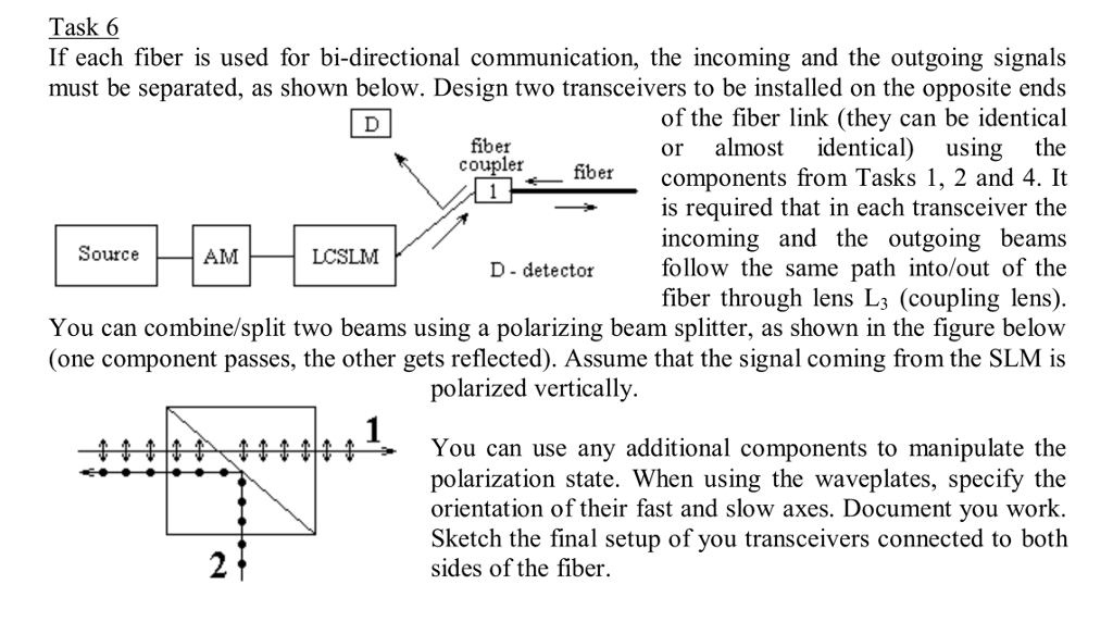 Solved Task 6 If each fiber is used for bi-directional | Chegg.com