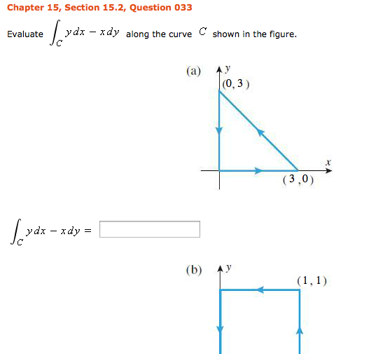 Solved Evalute ydx-xdy along the curve C show in the | Chegg.com