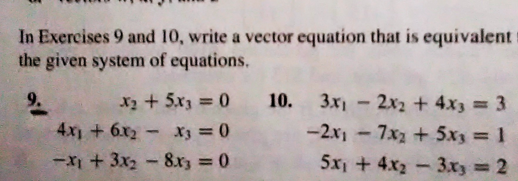 Solved In Exercises 9 and 10, write a vector equation that | Chegg.com