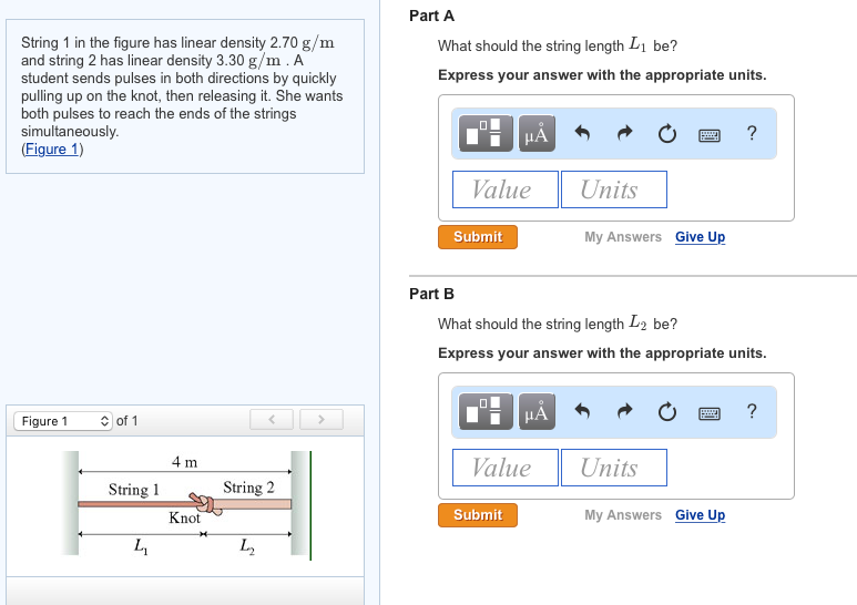 Solved String 1 in the figure has linear density 2.70 g/m | Chegg.com
