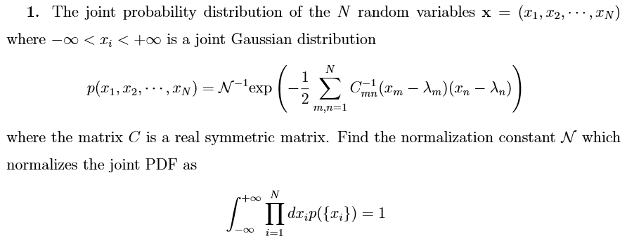 Solved 1. The joint probability distribution of the N random | Chegg.com