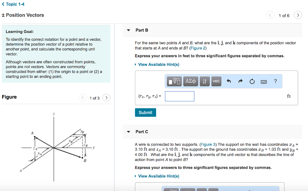 Solved K Topic 1-4 + Position Vectors 1 of 6 > Part B | Chegg.com