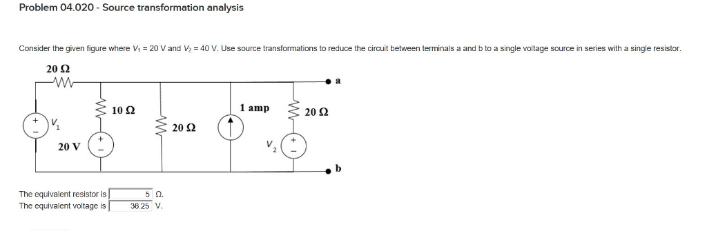 Solved Problem 04.020 Source transformation analysis | Chegg.com
