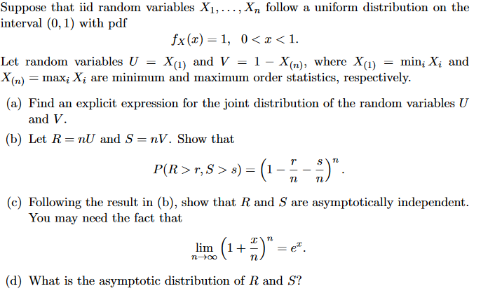Suppose That Iid Random Variables Xi Xn Follow A