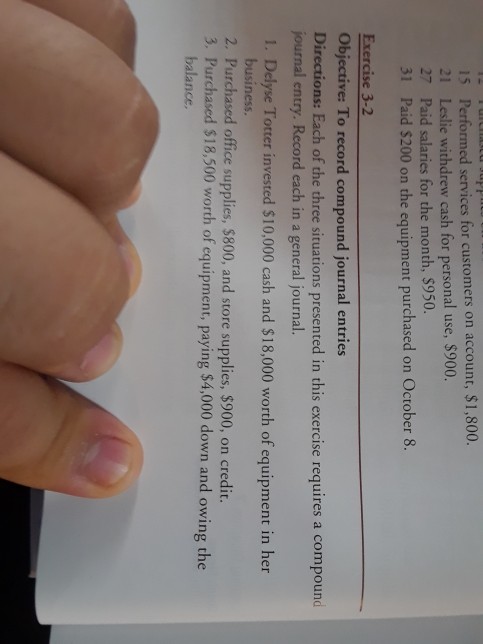 Solved 15 Performed services for customers on account, | Chegg.com