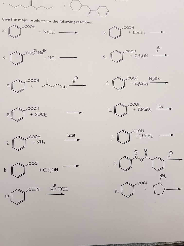 Solved Give the major products for the following reactions. | Chegg.com