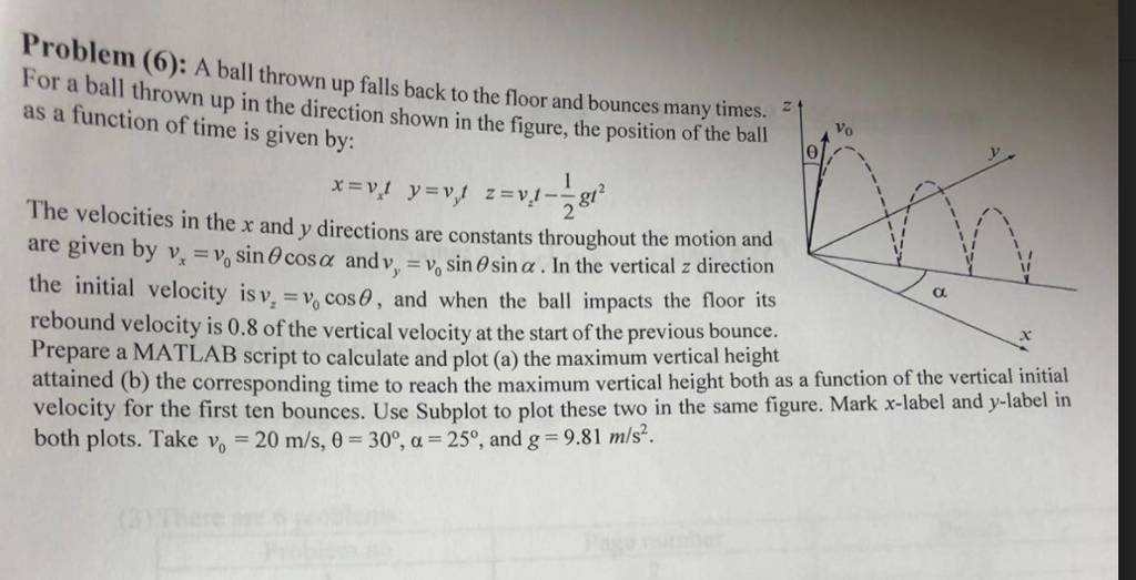 Solved Problem (6): A ball thrown up falls back to the floor | Chegg.com