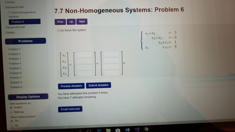 Solved Courses Homework Sets 77 Non Homogeneous Systems 7 7