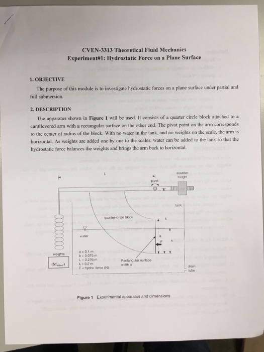 Solved CVEN-3313 Theoretical Fluid Mechanics Experiment#1 : | Chegg.com