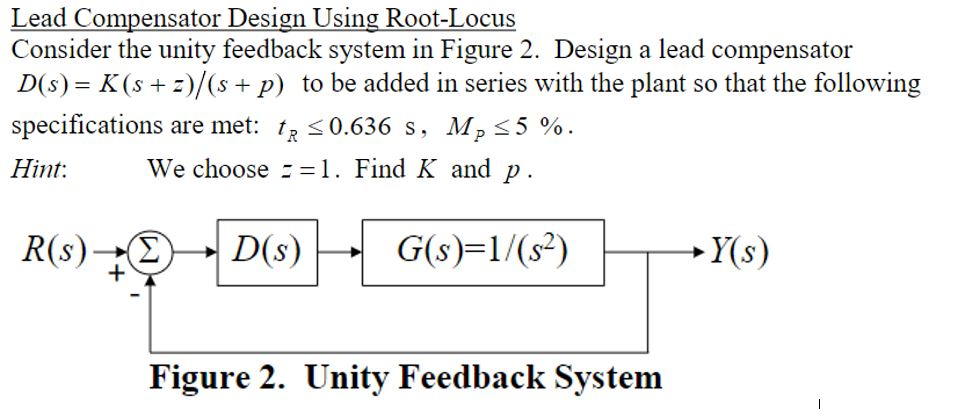 Solved Lead Compensator Design Using Root-Locus Consider the | Chegg.com