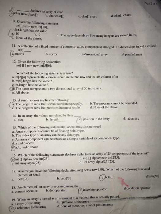 Solved ___declares an array of char. char new chars[]; | Chegg.com