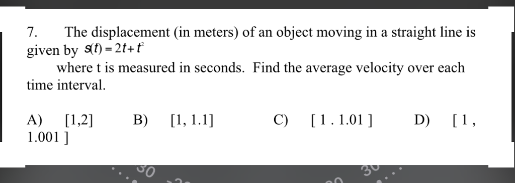 Solved The displacement (in meters) of an object moving in a | Chegg.com