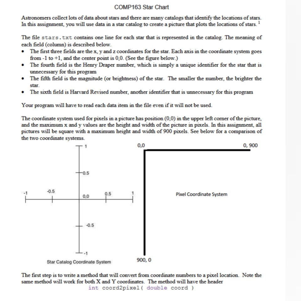 Solved COMP163 Star Chart Astronomers collect lots of data | Chegg.com