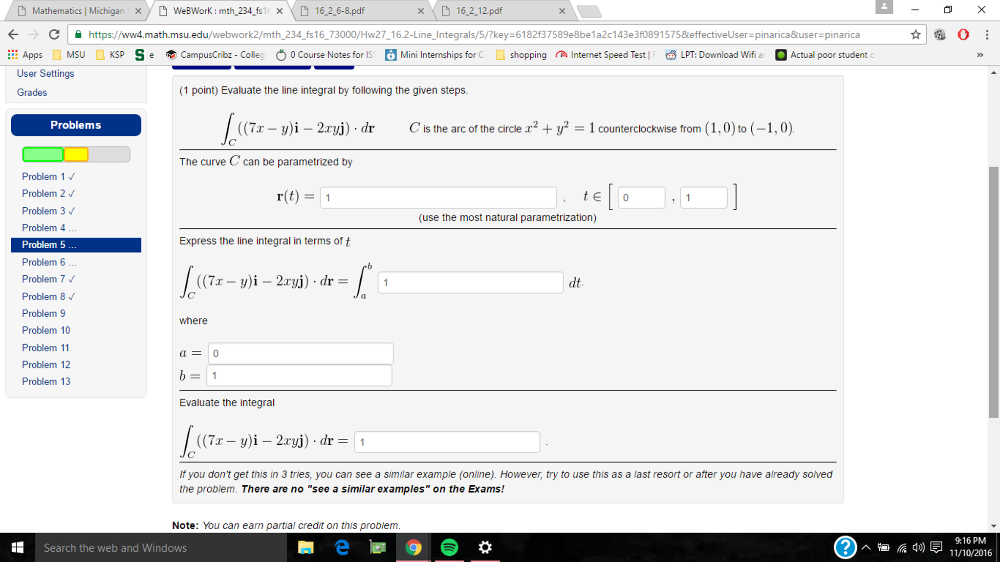 Solved D Mathematics I Michigan X D WeBWork mth 234 fs x D | Chegg.com