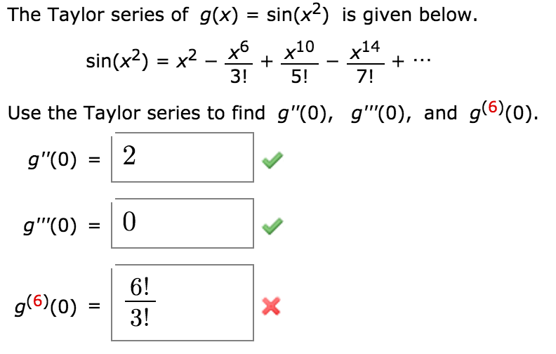 Solved The Taylor series of g(x) = sin(x2) is given below. | Chegg.com