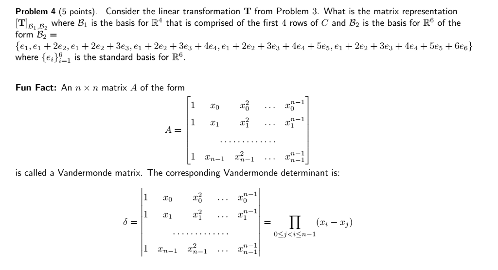 Problem 4 (5 points). Consider the linear | Chegg.com Problem 4 (5 points). Consider the linear | Chegg.com