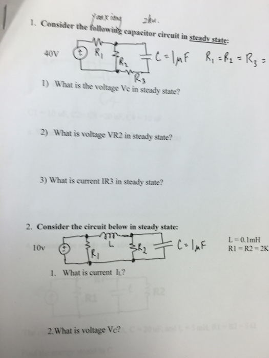 Solved Consider the following capacitor cirecuit in steady | Chegg.com