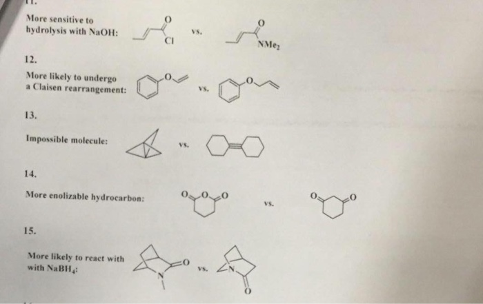 Solved More sensitive to hydrolysis with NaOh more likely to | Chegg.com