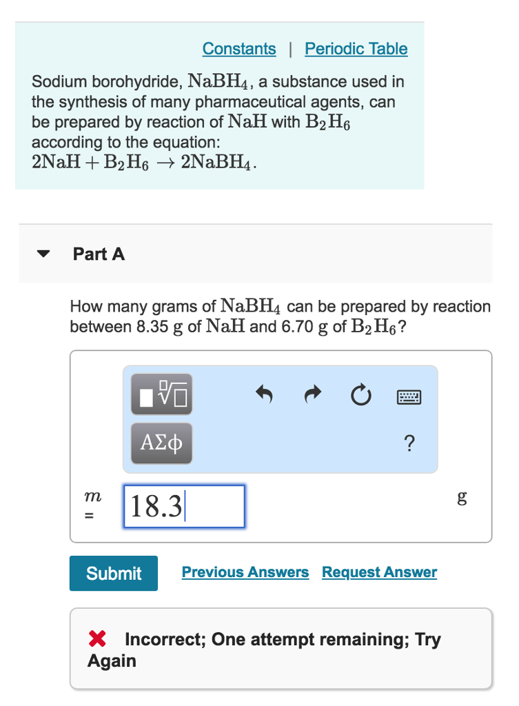 Solved Constants | Periodic Table Sodium borohydride, NaBH4, | Chegg.com