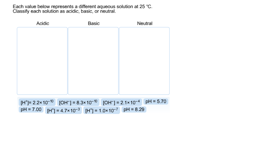 Solved Each value below represents a different aqueous | Chegg.com