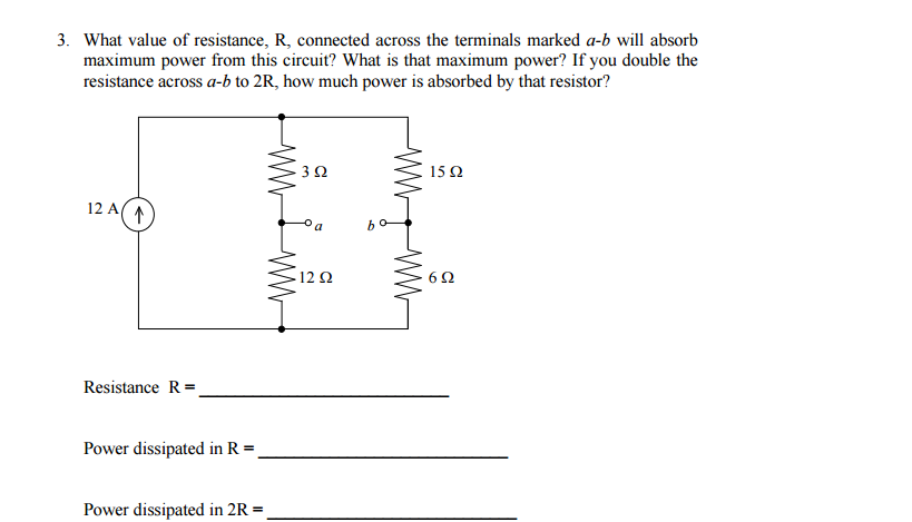 Solved What value of resistance, R, connected across the | Chegg.com