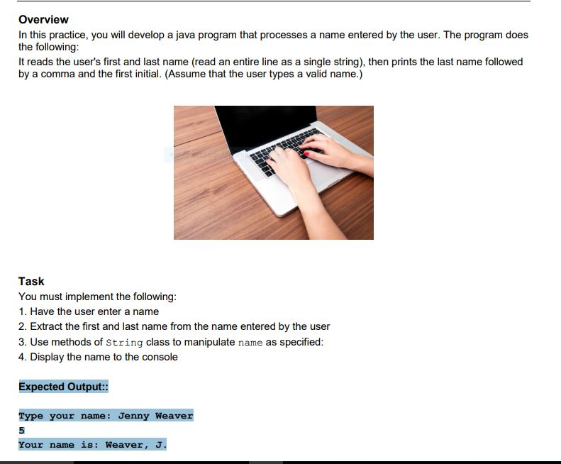 Solved Overview In this practice, you will develop a java | Chegg.com