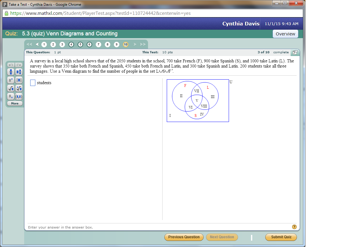 Solved P Take a Test - Cynthia Davis Google Chrome | Chegg.com