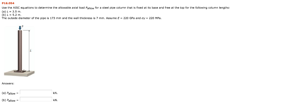 Solved P16.054 Use the AISC equations to determine the | Chegg.com