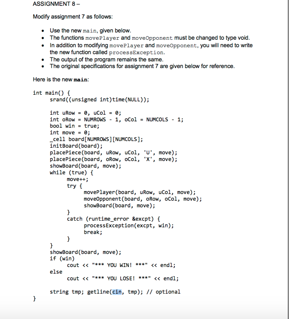 Solved Assignment8 Modify Assignment 7 As Follows Use The