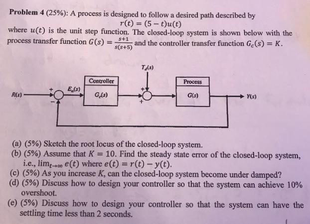 Solved Problem 4 (25%): A process is designed to follow a | Chegg.com